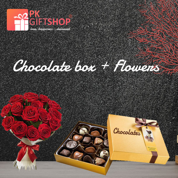 Send CHOCOLATE BOX WITH FLOWERS to Pakistan | Online Gifts delivery in ...