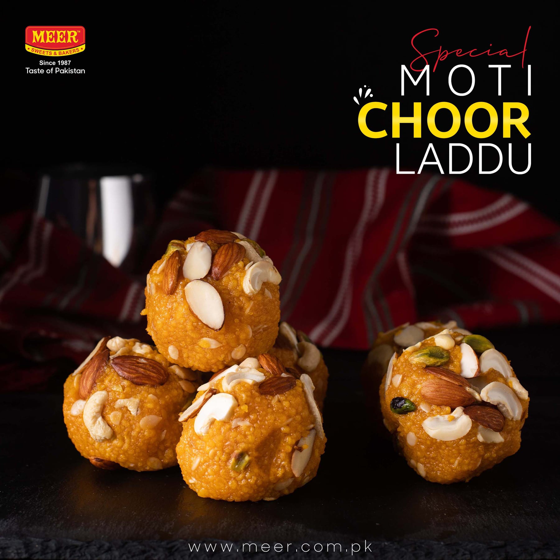 Send 1 KG MOTI CHOOR LADDU FROM MEER SWEETS & BAKERS to Pakistan ...
