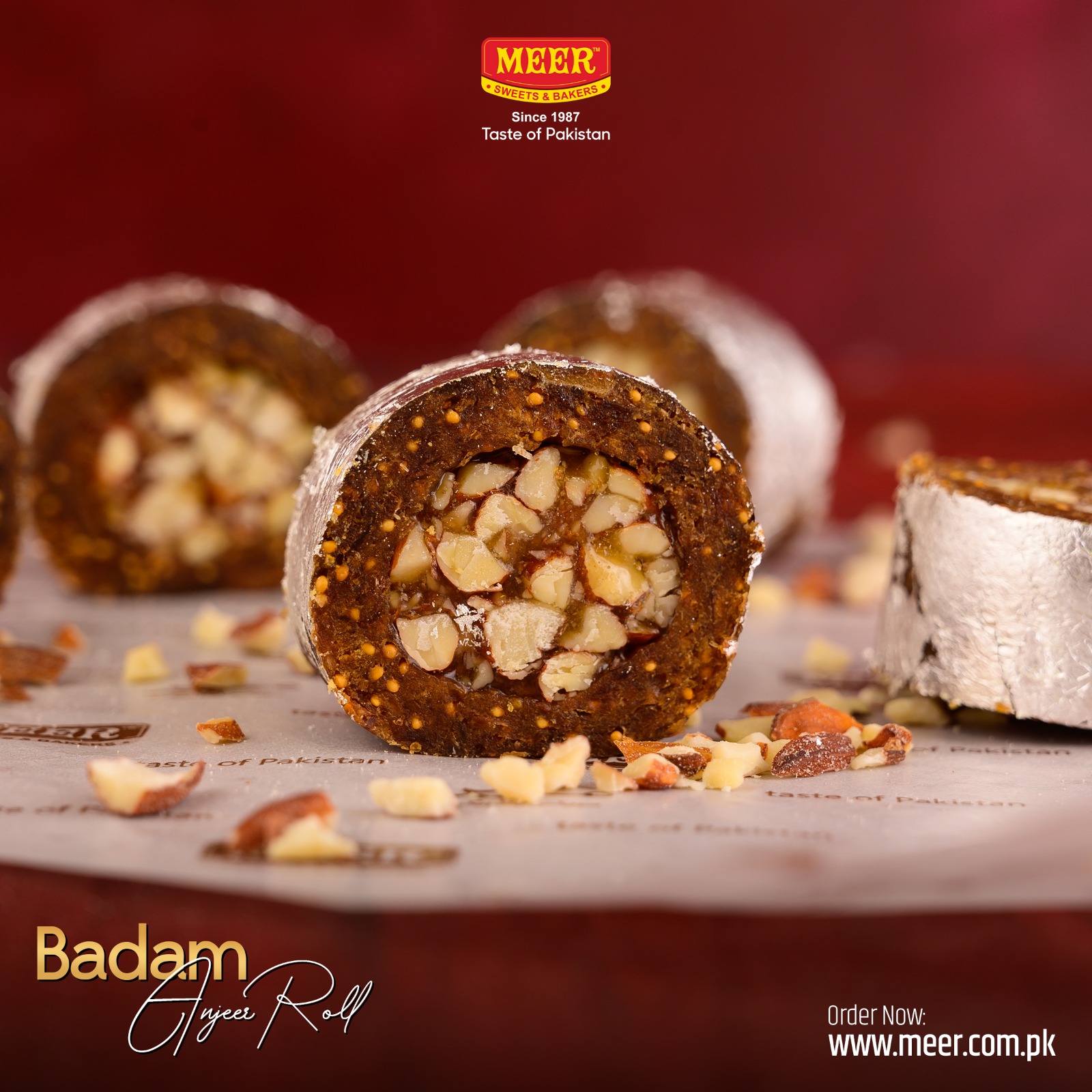 Send 1 KG BADAM ANJEER ROLL FROM MEER SWEETS & BAKERS to Pakistan ...