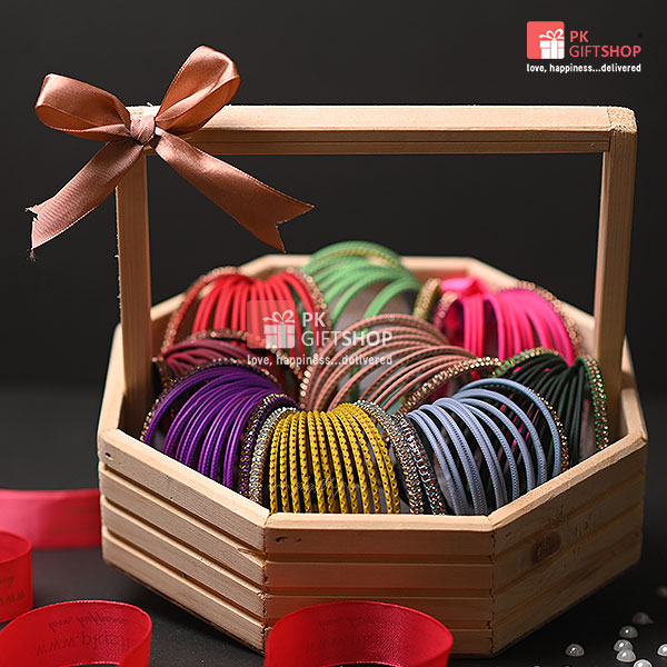 Send 8 SETS OF BANGLES IN BASKET to Pakistan | Online Gifts delivery in ...
