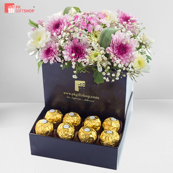 Send FANCY SECTION BOX - CHOCO & FLOWERS to Pakistan | Online Gifts ...